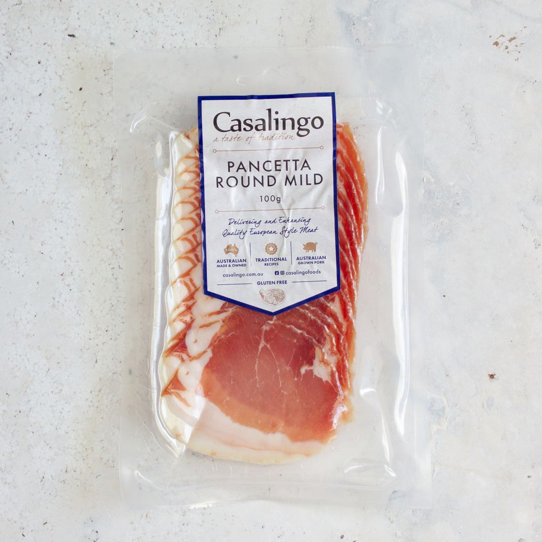 Pancetta Round Mild Sliced 100g – Mercato Casalingo